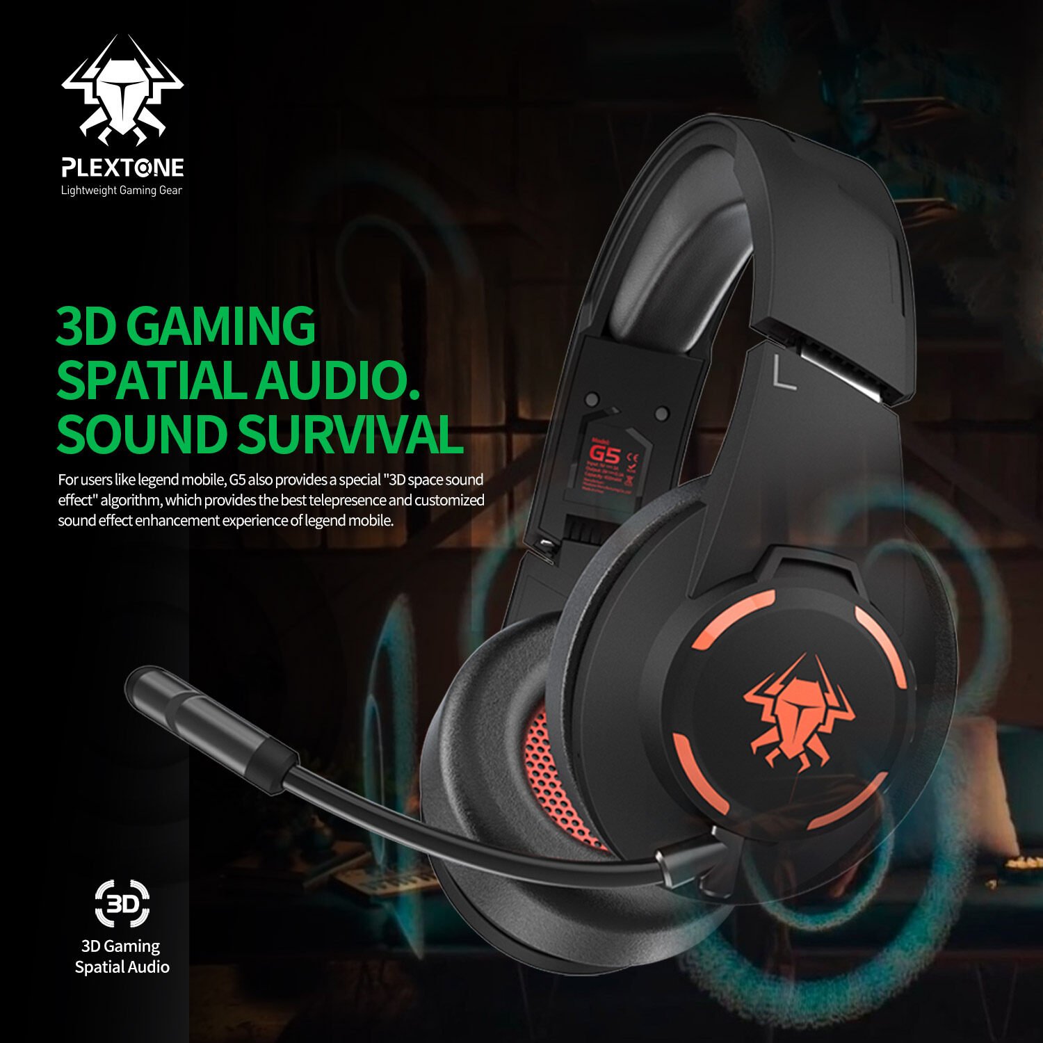 Original PLEXTONE G5 Gaming Headset Foldable Wireless 45ms Low Latency with mic Noise Cancelling ...