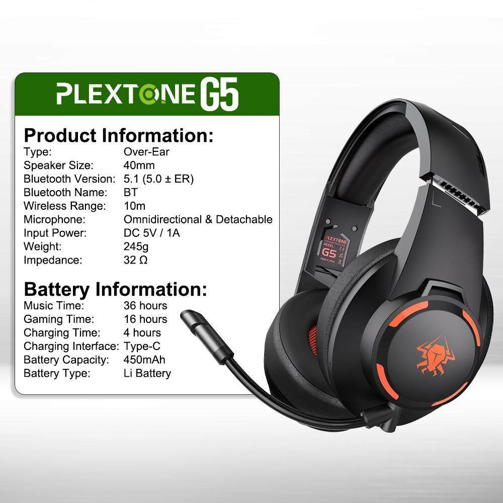 Original PLEXTONE G5 Gaming Headset Foldable Wireless 45ms Low Latency with mic Noise Cancelling ...